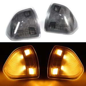 ymhhefy led side mirror turn signal light left driver right passenger lamps smoked cover lens compatible for dodge ram 1500 2500 3500 4500 5500 2010-2018 2pcs 68302828aa 68302829aa