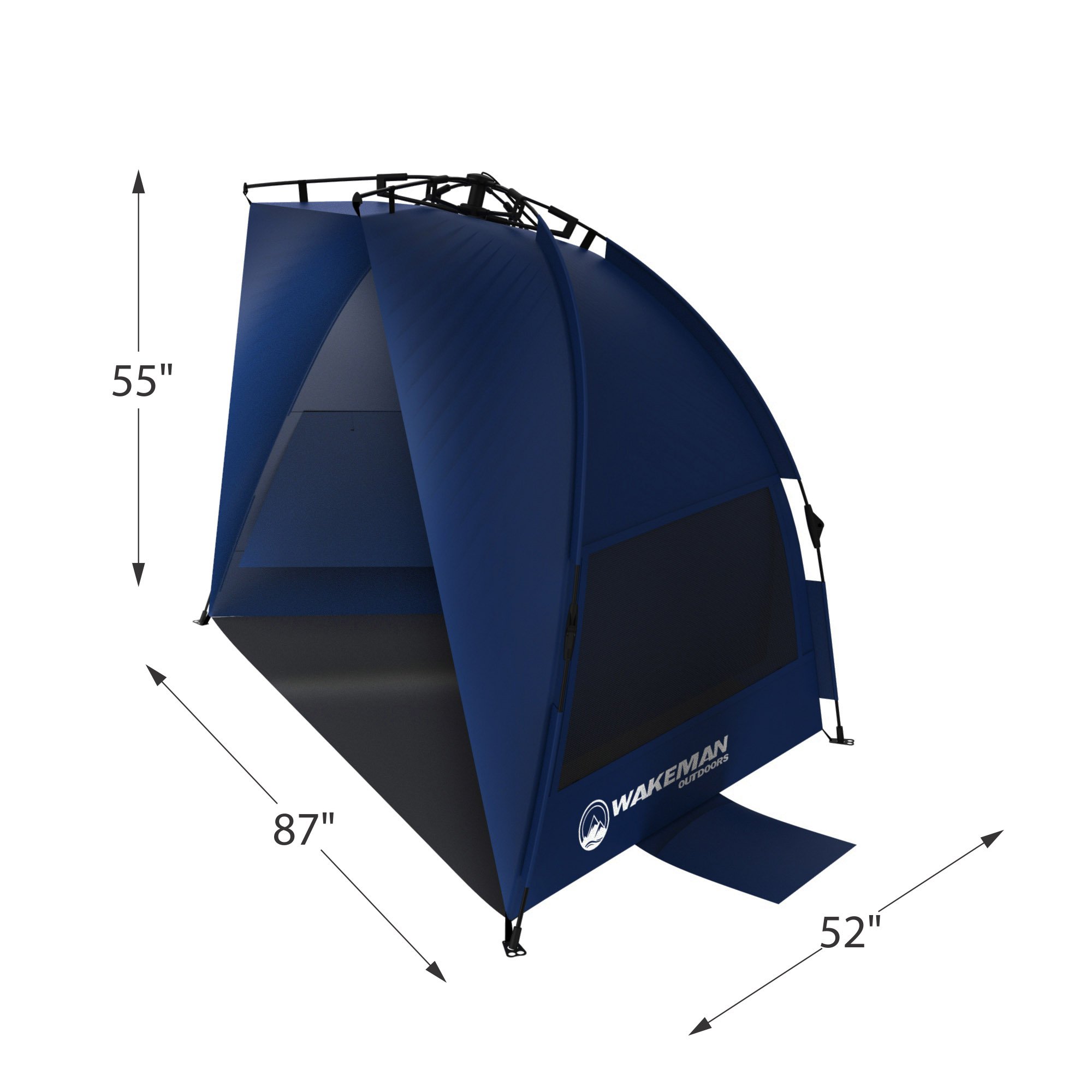 Pop Up Beach Tent – Water and Wind Resistant Sun Shelter for Shade with UV Protection, Instant Set Up, and Carry Bag by Wakeman (Navy)