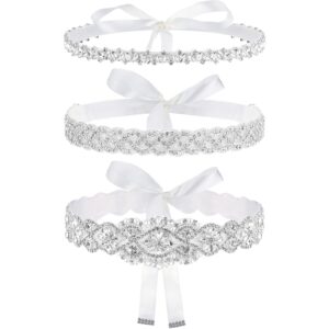 sintege 3 pcs rhinestone wedding dress belts crystal bridal sash belts diamond ribbon belts for women bridal bridesmaid