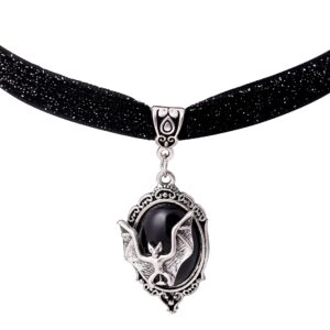 Sacina Gothic Bat Choker Necklace, Victorian Necklace, Vampire Bat Pendant, Goth Halloween Jewelry Gift for Women, Christmas Gift for Women (Victorian Bat Choker)