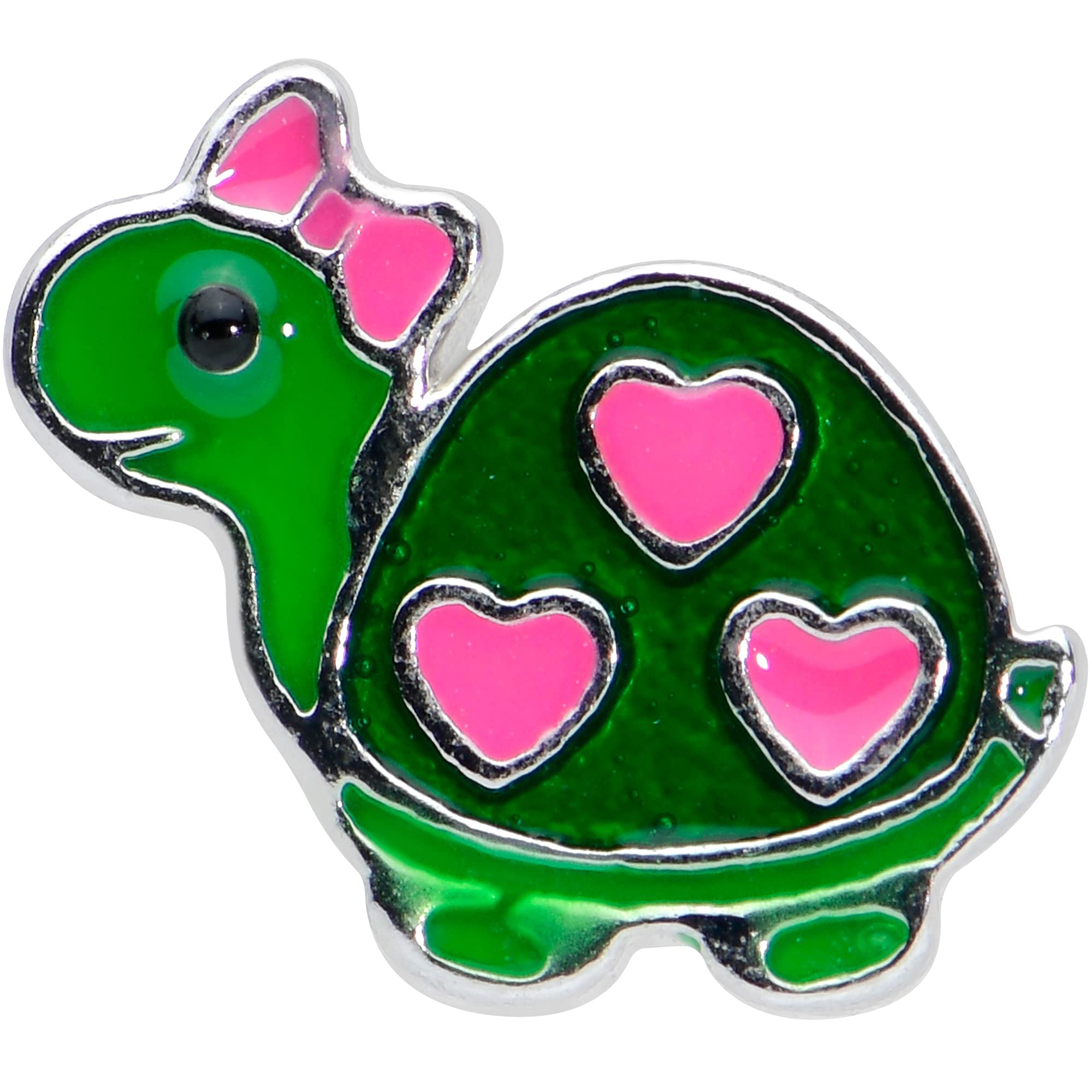 Body Candy 16G Womens Stainless Steel Pink Heart Green Turtle Cartilage Earring Helix Tragus Jewelry 1/4"