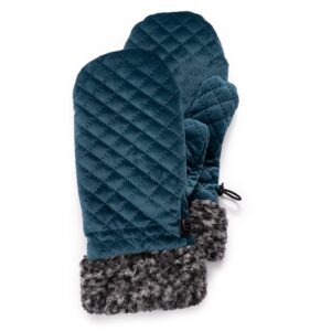 muk luks womens luks® women's polar by muk luks women s quilted frosted sherpa mittens, teal, one size us