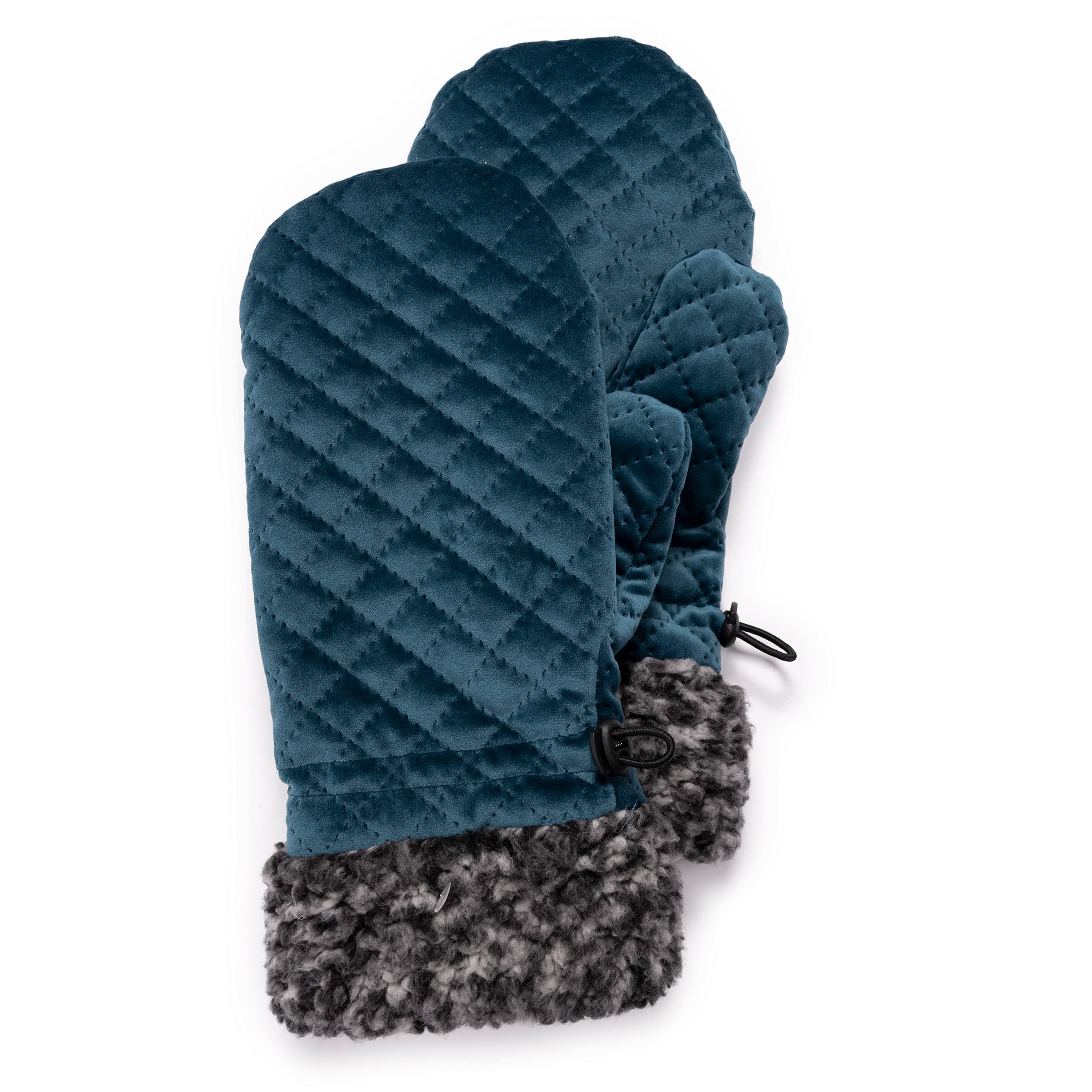 MUK LUKS womens Luks® Women's Polar by MUK LUKS Women s Quilted Frosted Sherpa Mittens, Teal, One Size US