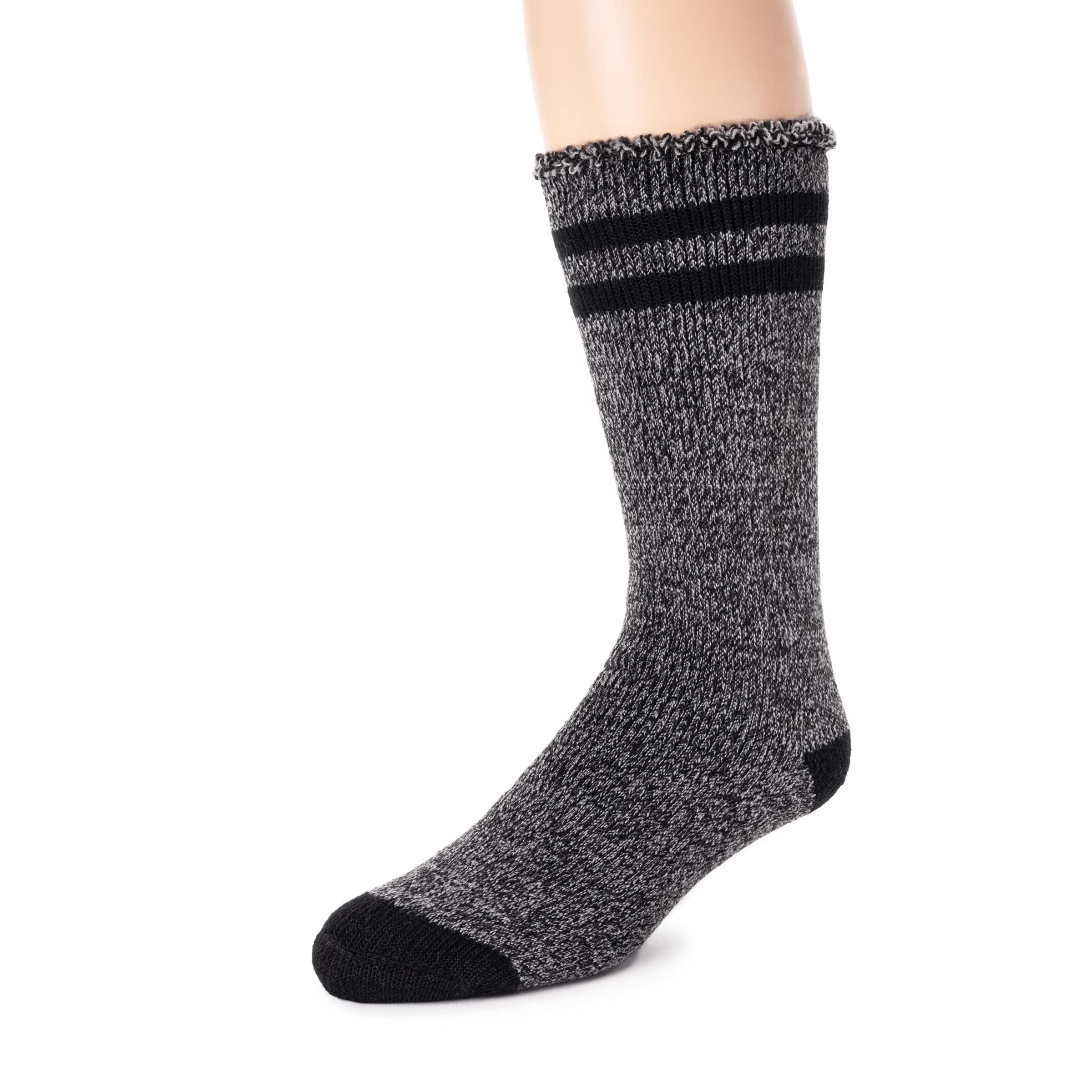 MUK LUKS Men's 1-Pair Heat Retainer Thermal Insulated Socks, Ebony Marl, One Size Fits Most