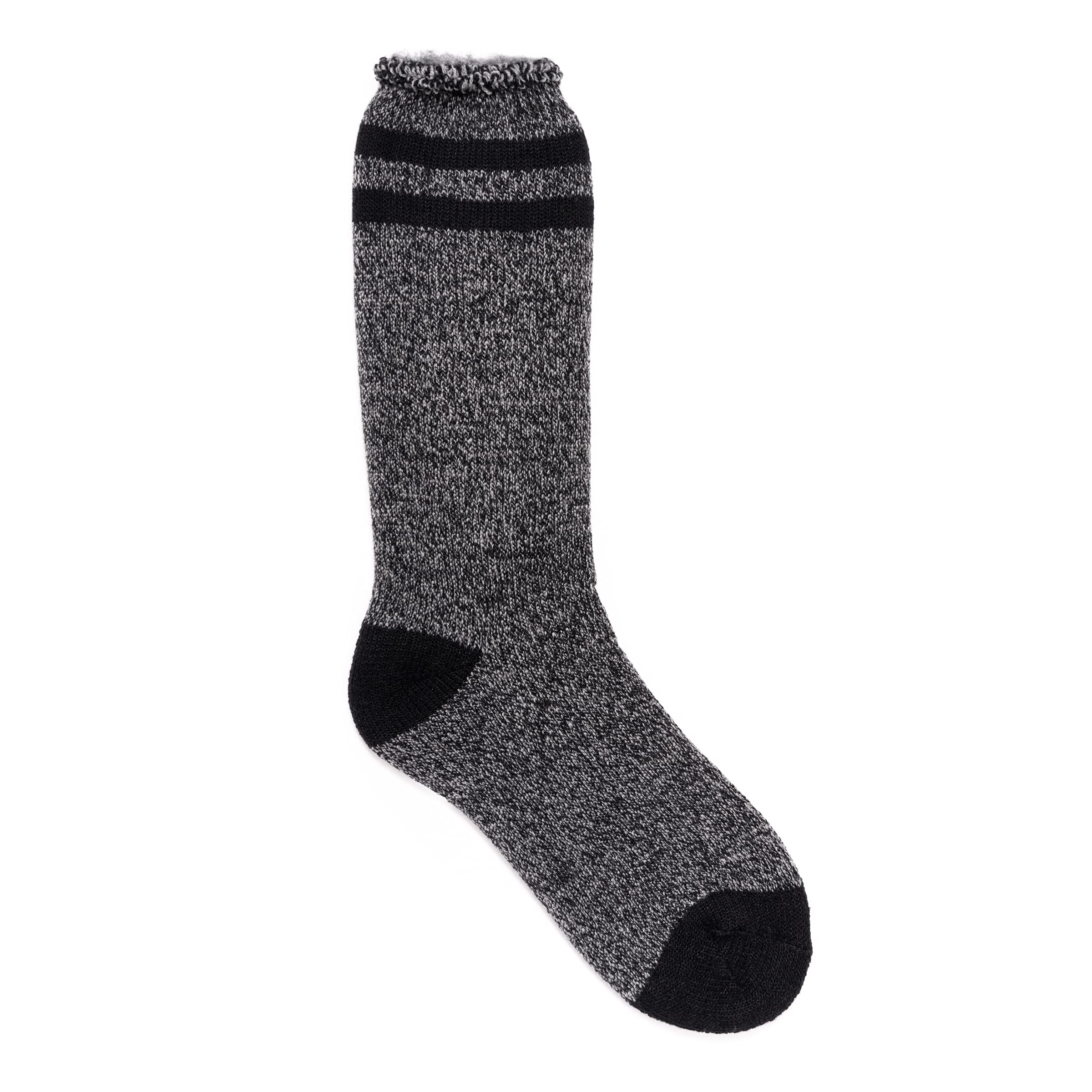 MUK LUKS Men's 1-Pair Heat Retainer Thermal Insulated Socks, Ebony Marl, One Size Fits Most