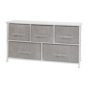 flash furniture harris 5-drawer storage chest of drawers, modern bedroom dresser with 5 easy pull fabric drawers and engineered wood top, light gray