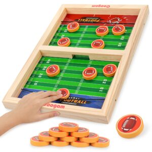 coogam fast sling puck game, wooden sling football shot board game large table interaction speed track toy for party home family parents-child boys girls adult