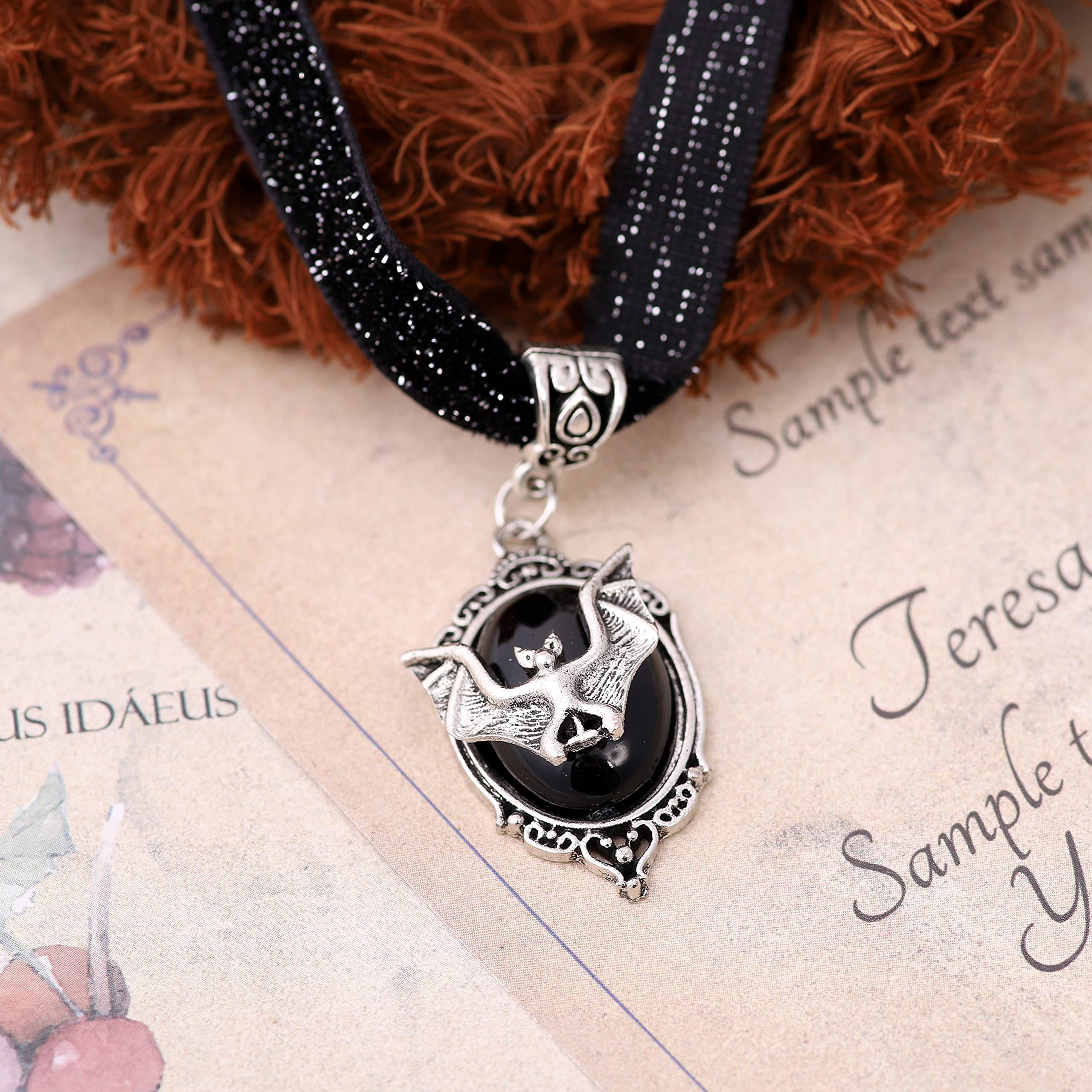 Sacina Gothic Bat Choker Necklace, Victorian Necklace, Vampire Bat Pendant, Goth Halloween Jewelry Gift for Women, Christmas Gift for Women (Victorian Bat Choker)