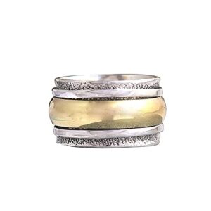 Spinner Two Tone Ring,925 Sterling Silver Spinner Ring, Handmade Thumb Spinner Ring,Boho Silver Spinner Ring (10)