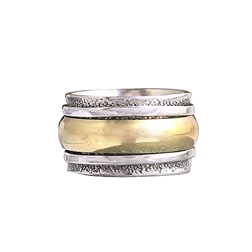 Spinner Two Tone Ring,925 Sterling Silver Spinner Ring, Handmade Thumb Spinner Ring,Boho Silver Spinner Ring (10)