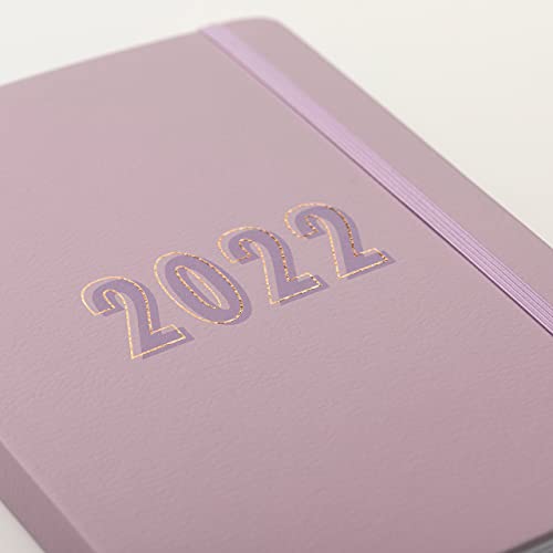 Busy B Perfect Planner A5 Week to View Diary January to December 2022 - Lilac Faux Leather Week to View Planner with Stickers & Tear-Out Lists