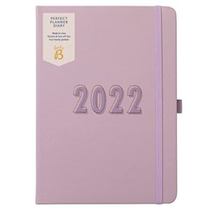 busy b perfect planner a5 week to view diary january to december 2022 - lilac faux leather week to view planner with stickers & tear-out lists