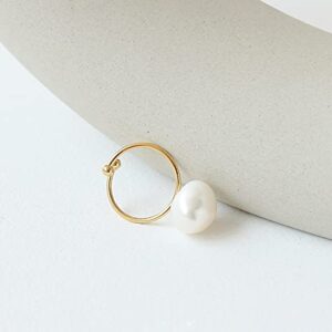 Kasoo Natural Baroque Large Pearl Ring French Retro Opening Adjustable Ring