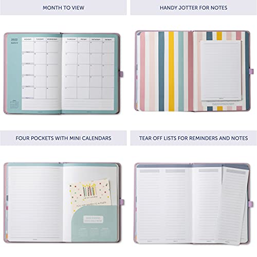 Busy B Perfect Planner A5 Week to View Diary January to December 2022 - Lilac Faux Leather Week to View Planner with Stickers & Tear-Out Lists