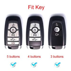 Royalfox 3 4 5 Buttons 3D Bling Diamonds Smart keyless Entry Remote Key Fob case Cover for 2017 2018 Ford Mustang Explorer Edge Fusion F150 F250 F350 F450 F550 (Silver)