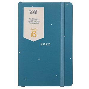 busy b pocket diary january to december 2022 - teal faux leather week to view planner with notes and pocket grey