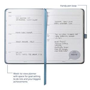 Busy B Goals Diary Runs January - December 2022. A5 Blue Week to View Goal Setting Planner with Stickers, Pockets & Notes