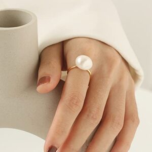 Kasoo Natural Baroque Large Pearl Ring French Retro Opening Adjustable Ring