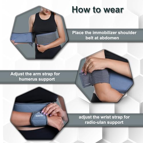 WC-Left Right Shoulder Immobilizer Arm Sling Elastic Brace for Clavicle Collar Bone Dislocation Subluxation Shoulder stabilizer Compression Brace After Rotator Cuff Surgery -Grey (Uni 30-41)Inch