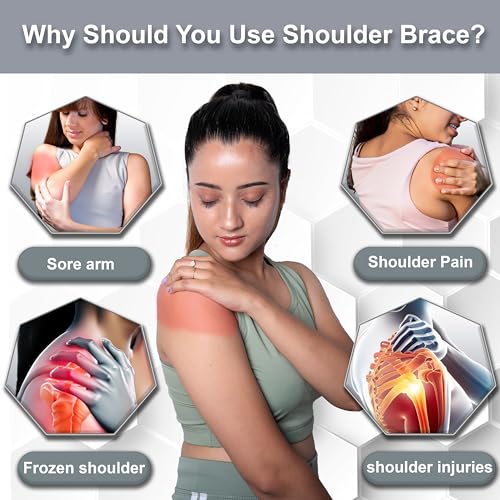 WC-Left Right Shoulder Immobilizer Arm Sling Elastic Brace for Clavicle Collar Bone Dislocation Subluxation Shoulder stabilizer Compression Brace After Rotator Cuff Surgery -Grey (Uni 30-41)Inch