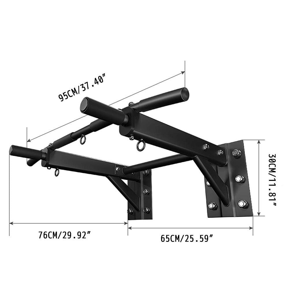 KDFJ Pull-up Bar, Pull-up Device, Wall Perforated Horizontal Bar, Household Indoor Double Bar Rack, Ring Pull Rope Swing, Sandbag Holder-White