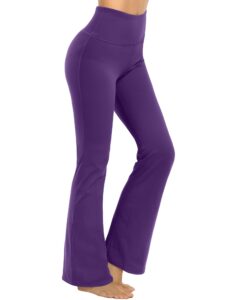 promover bootcut yoga pants for women high waist print dress bootleg workout pant for casual work (dark purple-31,l)