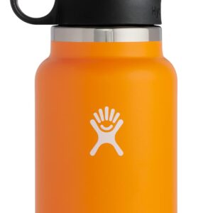 Hydro Flask 32 oz Wide Mouth with Straw Lid Stainless Steel Reusable Water Bottle Clementine - Vacuum Insulated, Dishwasher Safe, BPA-Free, Non-Toxic