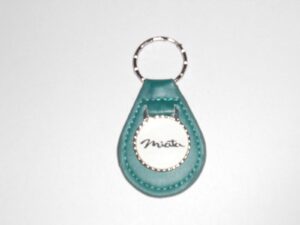 1990's 2000's miata vintage logo leather keychain - teal