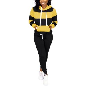 runwind two piece outfits for women - hoodie 4 piece jogging suits with pockets yellow large