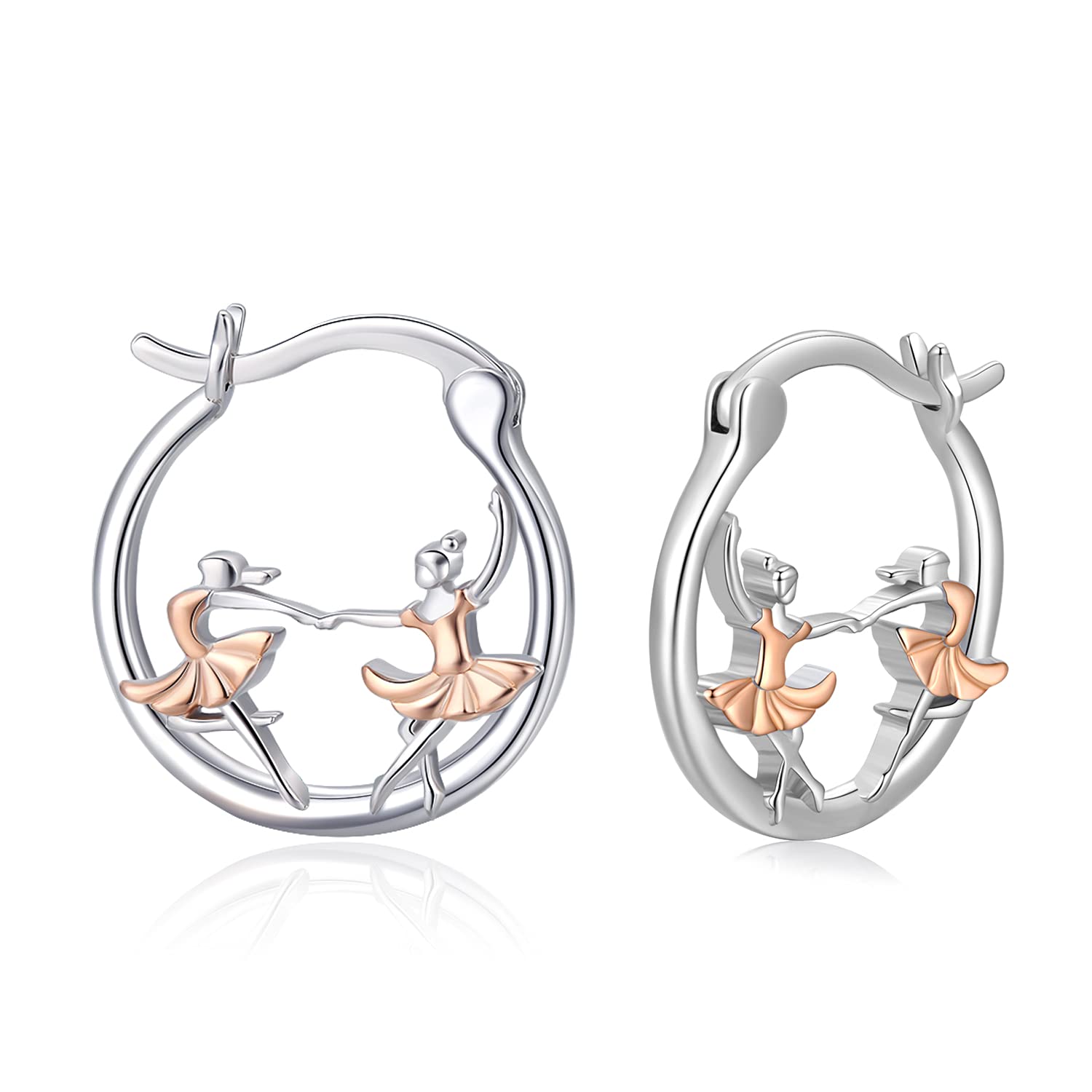 Hypoallergenic Dance Earrings Sterling Silver Ballerina Huggie Hoop Earrings Cartilage Earrings for Sensitive Ears Ballet Dancer Gifts for Women Girls