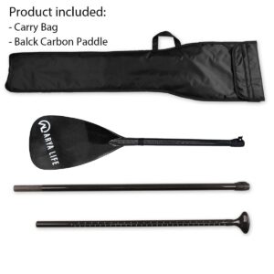 Arya Life 3 Piece SUP Paddle, Canoe Paddle with Fiberglass Blade, Adjustable Carbon Fiber Shaft, 70-86 Inches, Black