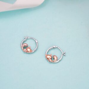 Mothers Day Gifts Fox Earrings 925 Sterling Silver Cute Little Fox Hoop Earrings Fox Jewelry Gifts for Women Friends