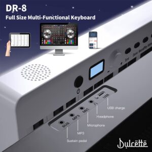 Dulcette *NEW* Foldable Electric Piano Keyboard | 88 Keys Portable Keyboard | Semi-Weighted Touch Sensitive Keys | MIDI & Dual Speakers Sustain Pedal | Digital Piano FREE Bag (Black)