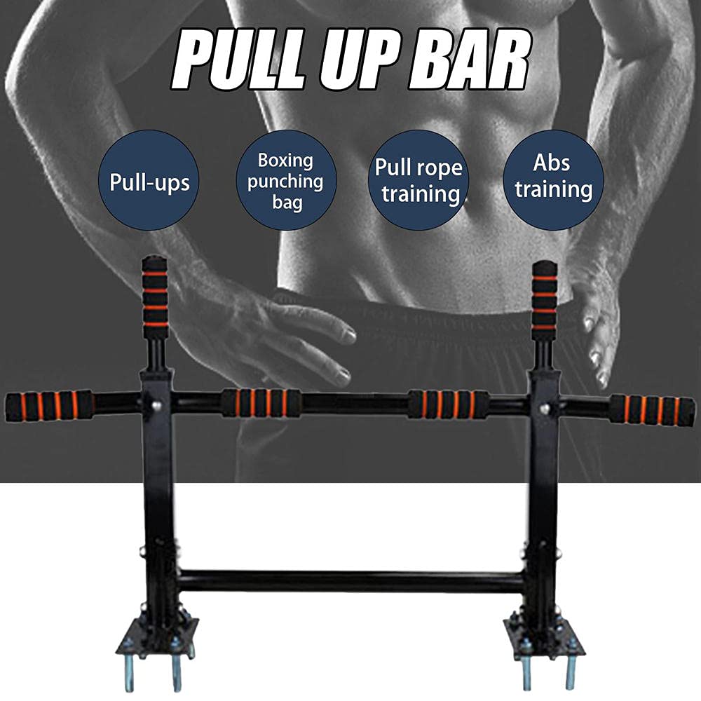 KDFJ Doorway Pull Up Bar, Wall Mount Pull Up Bar, Home Gym Workout Chin Push Up Pull Up Training Bar Sport Fitness Sit-ups Fitness Equipment-Black