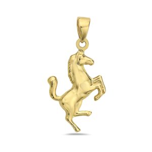 pori jewelers 14k yellow gold polished horse cute pendant - for women, men, alike