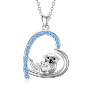 proess otter necklace sterling silver sea otter necklace for women otter lovers otter pendant jewelry gift