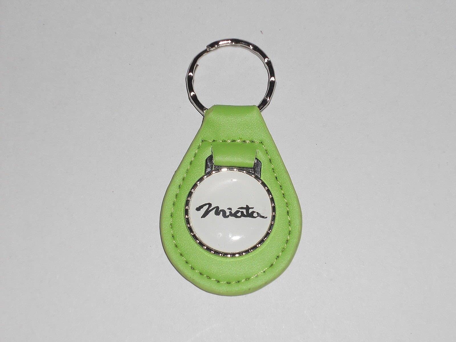 1990's 2000's MIATA VINTAGE LOGO LEATHER KEYCHAIN - BRIGHT GREEN