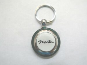 1990's 2000's miata vintage logo round plastic keychain - green