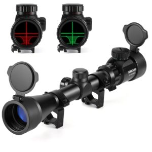 sorovee rifle scope 3-9x40 eg red green rangefinder illuminated optical tactical airsoft scopes for hunting with 20mm free mounts and flip-open covers