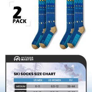 OutdoorMaster Unisex Ski Socks,Skiing and Snowboarding Socks for Men & Women with Over the Calf Design/Non-Slip Cuff