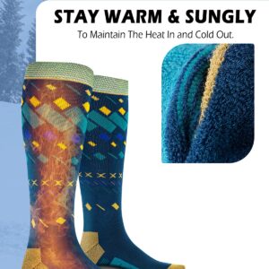 OutdoorMaster Unisex Ski Socks,Skiing and Snowboarding Socks for Men & Women with Over the Calf Design/Non-Slip Cuff