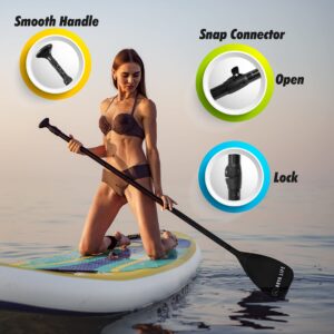 Arya Life 3 Piece SUP Paddle, Canoe Paddle with Fiberglass Blade, Adjustable Carbon Fiber Shaft, 70-86 Inches, Black