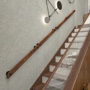 Handrail Rustic Wood Handrail 1.6ft-20ft Kit, Non-Slip Handrails for Indoor Stairs, Wall Home Corridor Lofts Railings Grab Bar (Size : 150cm)