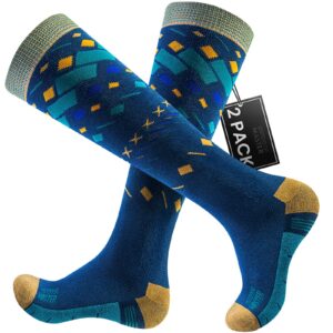 outdoormaster unisex ski socks,skiing and snowboarding socks for men & women with over the calf design/non-slip cuff