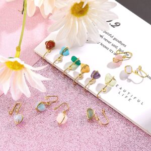 MTLEE 12 Pieces Crystal Stone Nose Cuff Rings African Nose Cuff Fake Nose Rings Adjustball Non Piercing African Rings for Women Men