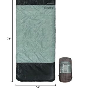 Klymit Wild Aspen Lightweight Rectangle Sleeping Bag, 20°F Sleeping Bag for Camping, Hiking, and Backpacking in Cold Weather, Green