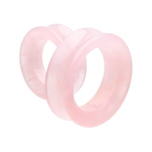 covet jewelry pink rose quartz stone double flared eyelet tunnel ear gauge plug (7/16" (11mm))