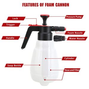 Foam Sprayer, Foaming Pump Blaster Hand Pressure Snow Foam Sprayer Water Sprayer, Hand Pressurized Soap Sprayer Manual Foam Cannon Car Wash