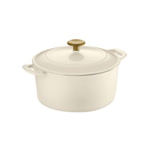 tramontina dutch oven cast iron 5.5 qt latte with gold stainless steel knob, 80131/085ds