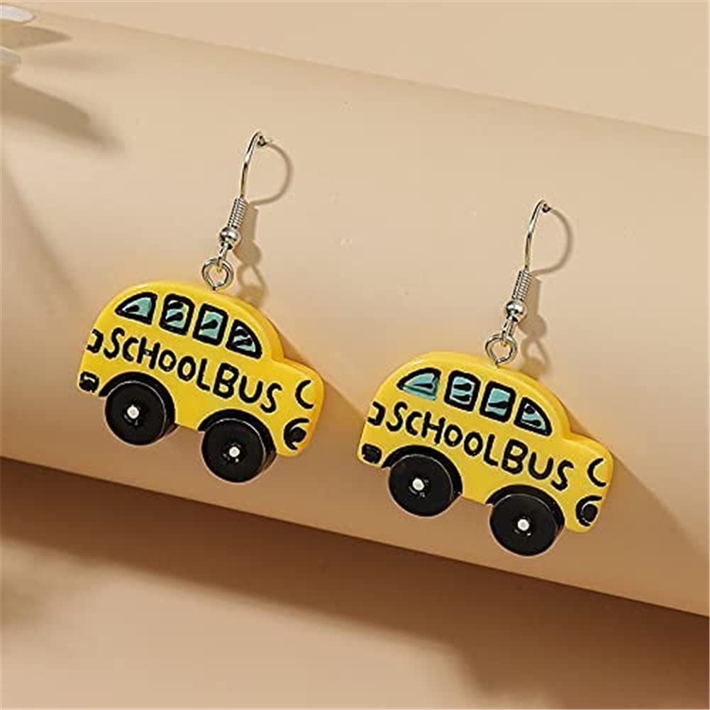 CHUNYANAN Lovely Simulation Bus Dangle Earrings Resin Cartoon Car Funny Earrings For Women Jewelry (Bus Dangle Earrings)